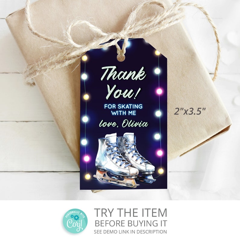 Skate on Over Winter Birthday Thank You Tags Ice Skate - Etsy