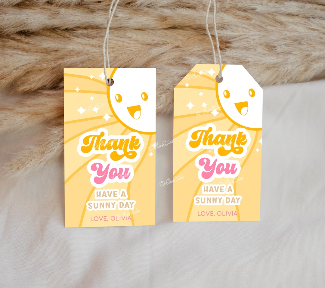 Editable Sunshine Birthday Thank You Tags Little Sunshine Birthday Tags ...
