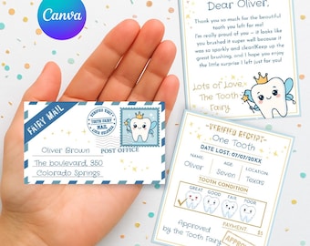 Editable Mini Tooth Fairy Set Receipt and Letter With Envelope Tooth ...