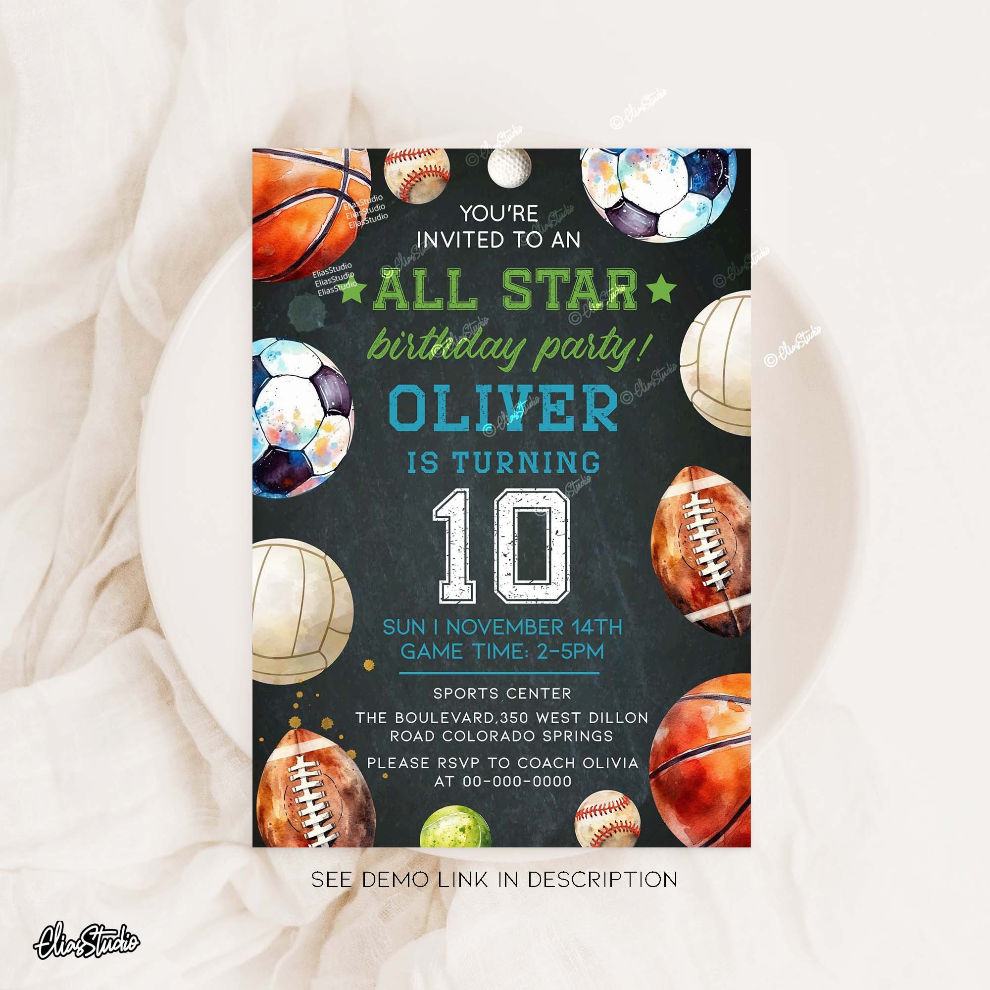 Editable All Star Birthday Invitation, Sports Birthday Invite, Soccer ...