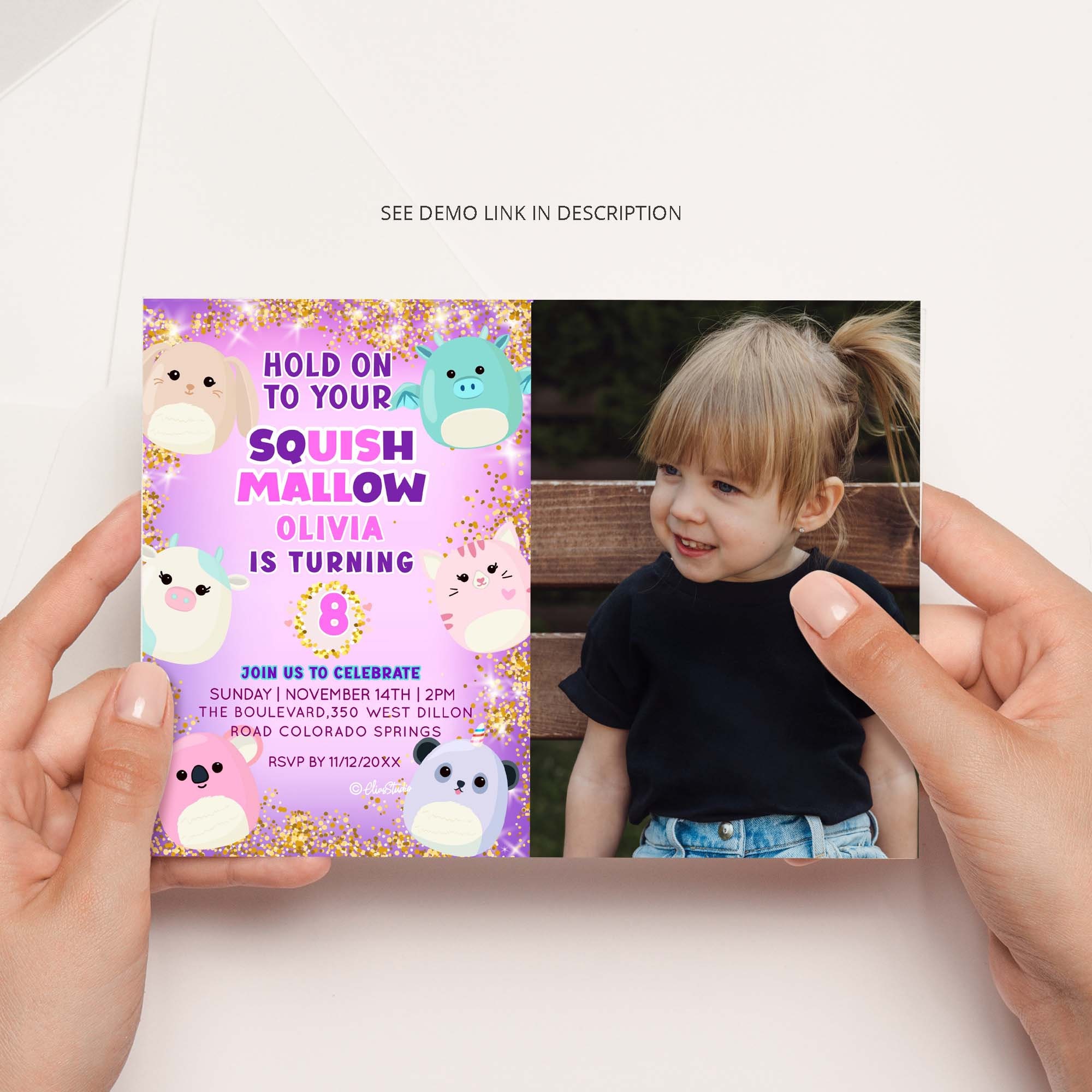 Editable Squishmallow Birthday Invitation, Squishy Invitation ...