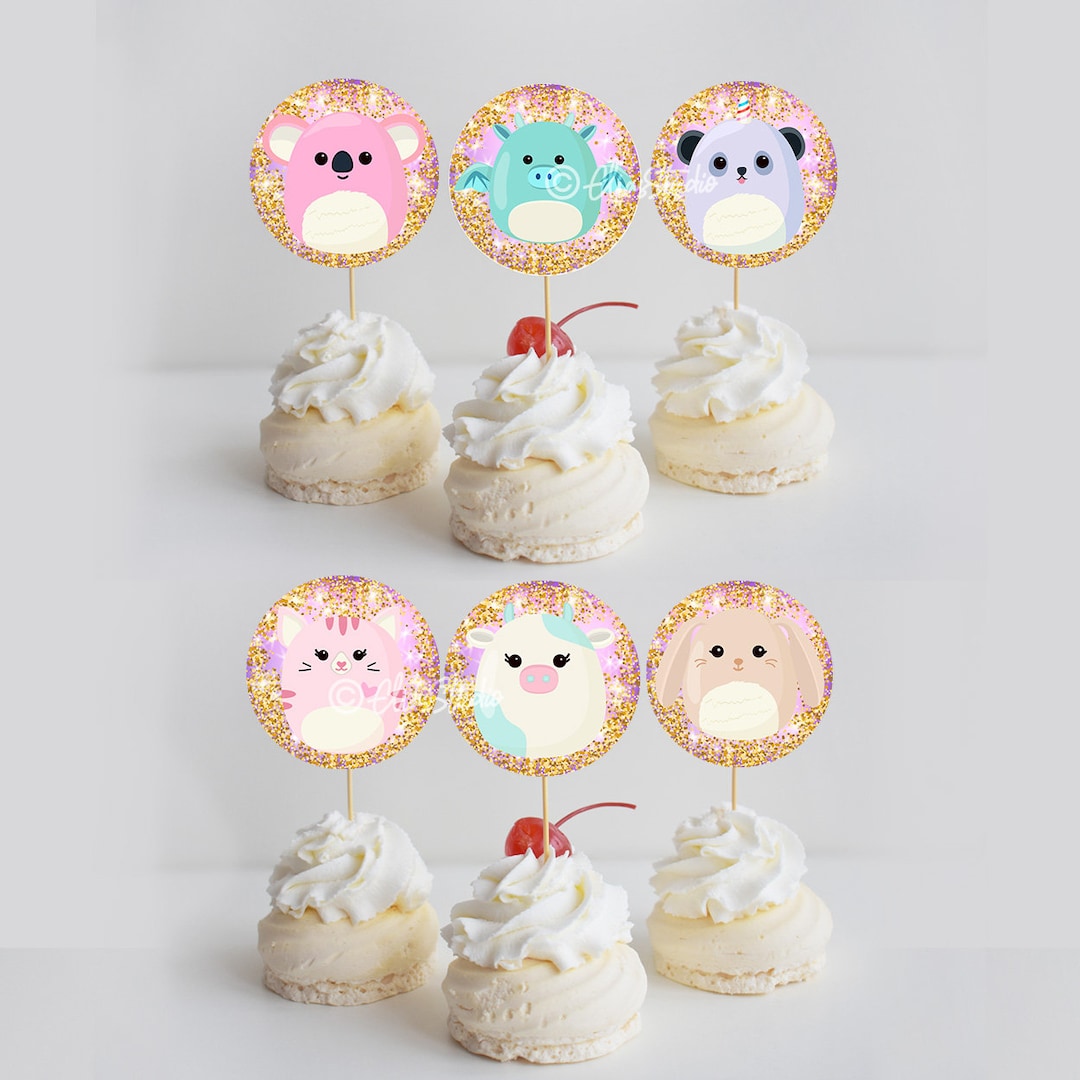 Squishmallow Birthday Cupcake Toppers, Squishy Birthday Decoration ...