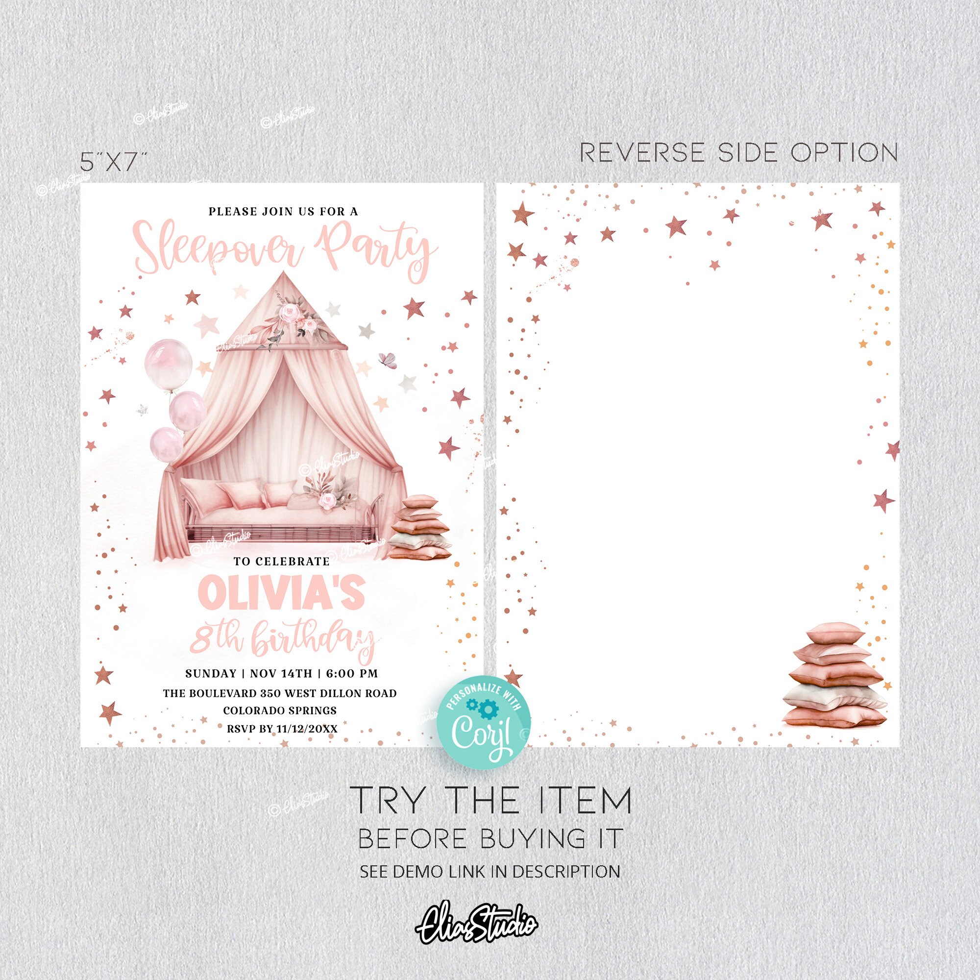 Girl Sleepover Party Invitation Template Sleepover Tent Invitation ...