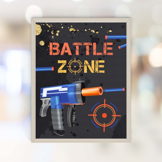 Foam Dart Blaster Party Battle Zone Sign Dart Zone Birthday | Etsy