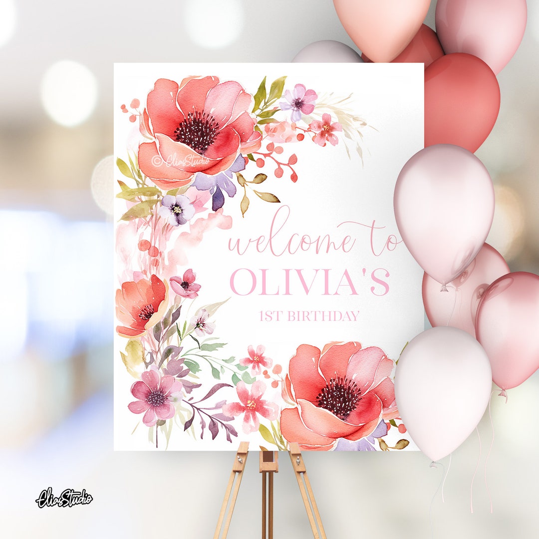 Wildflower Birthday Girl Welcome Sign Flower Birthday Sign Wildflower ...