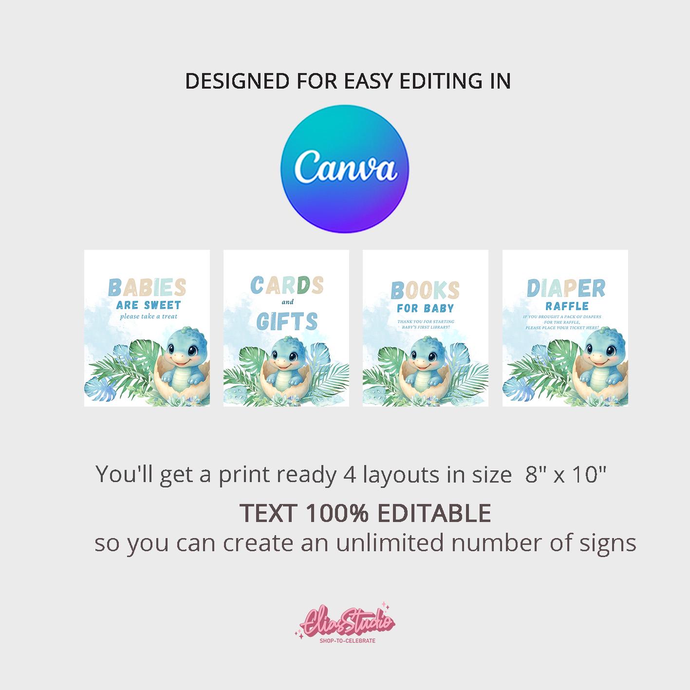 Dinosaur Baby Shower Sign Bundle Hatching Soon, Couples Baby Shower ...