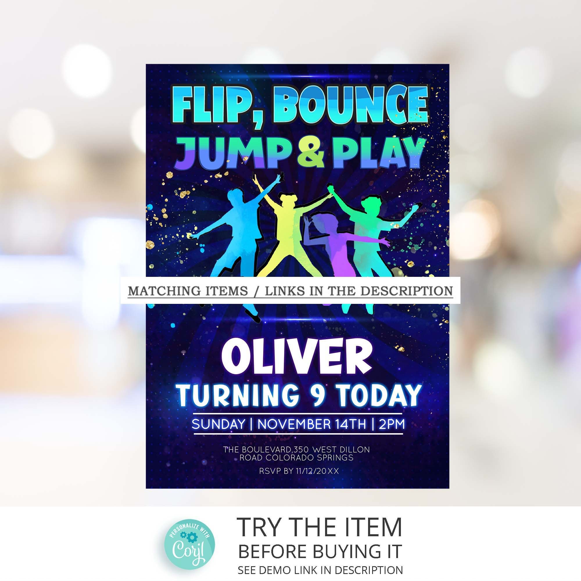 Trampoline Park Birthday Thank You Tag Template Jump Party Favor Tag ...