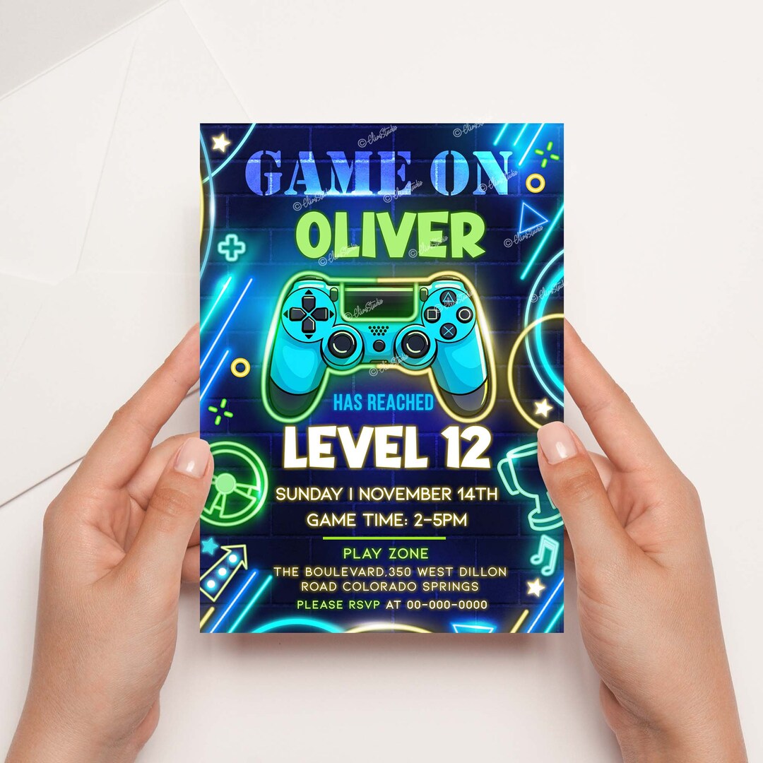 Editable Gaming Birthday Invites Video Game Invitation Template Video ...