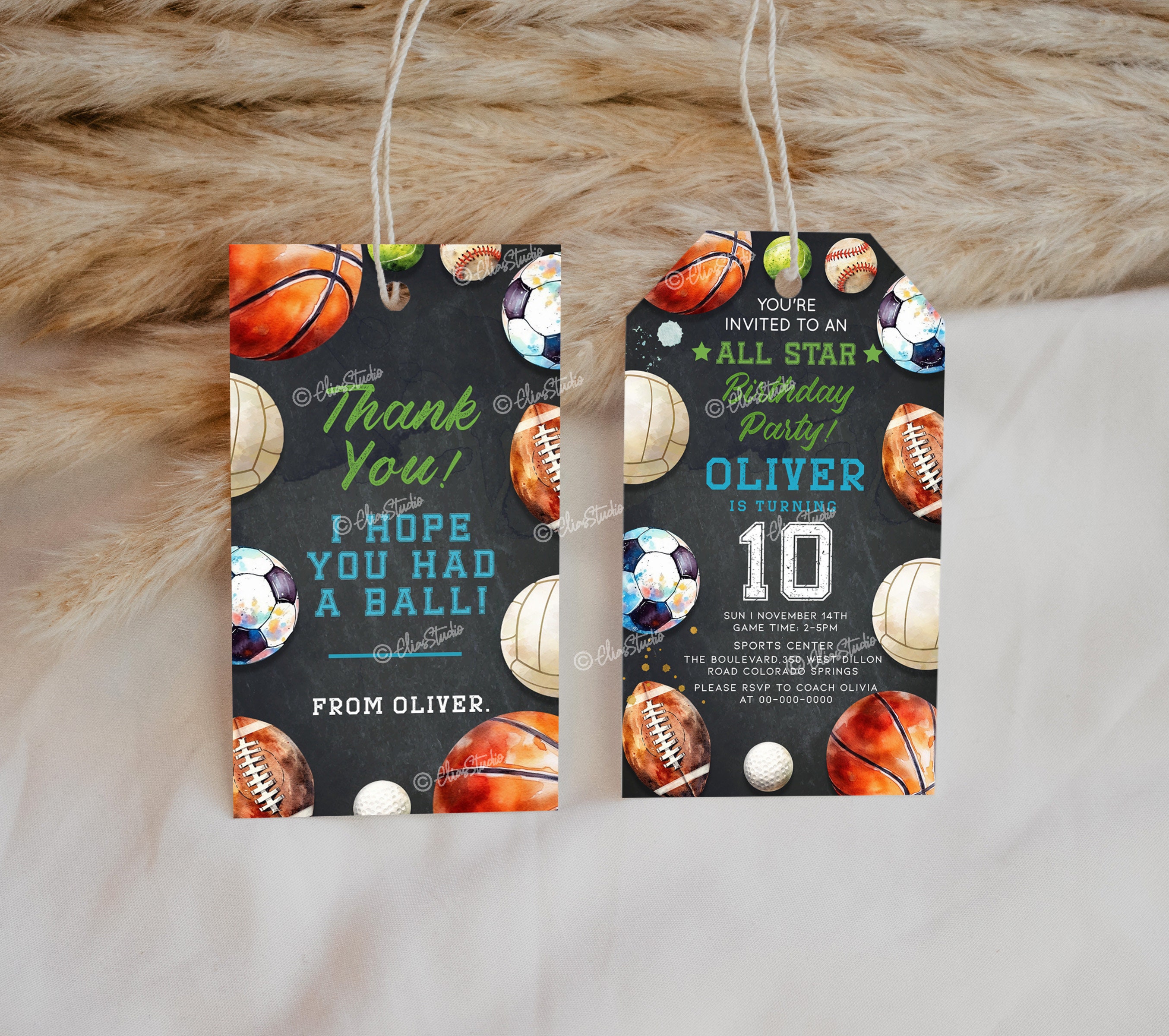 Editable Sports Birthday Thank You Tags, Soccer Birthday Thank You ...