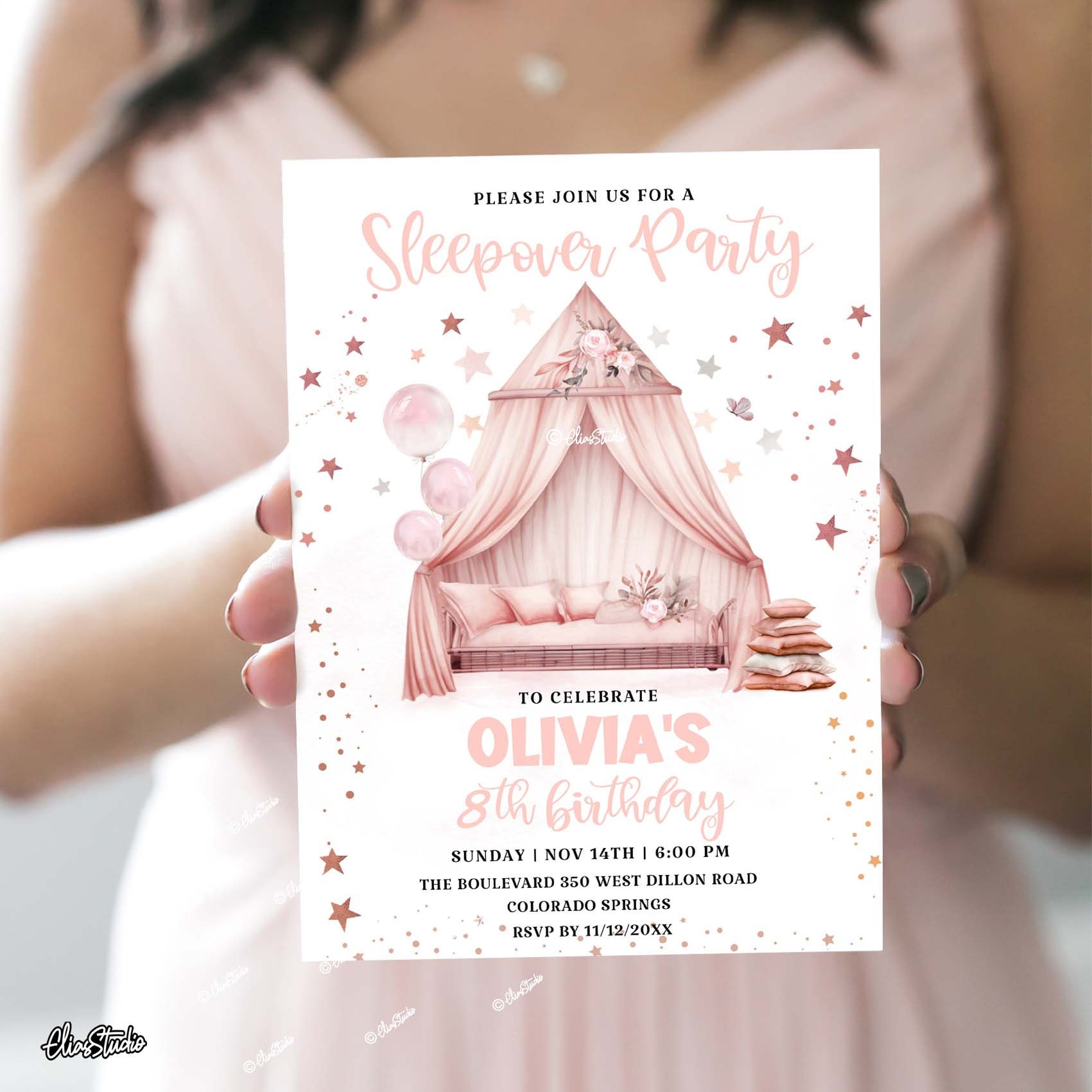 Girl Sleepover Party Invitation Template Sleepover Tent Invitation ...