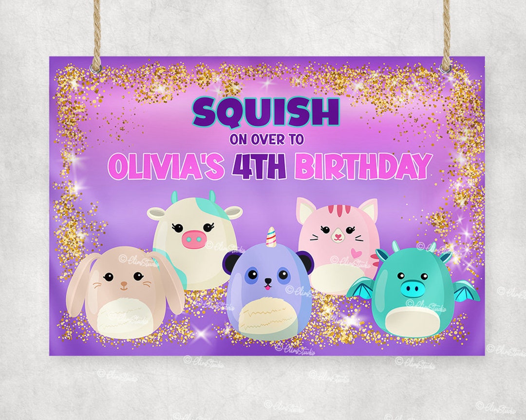 Squishy Birthday Backdrop, Birthday Banner, Squish Birthday, Girl ...