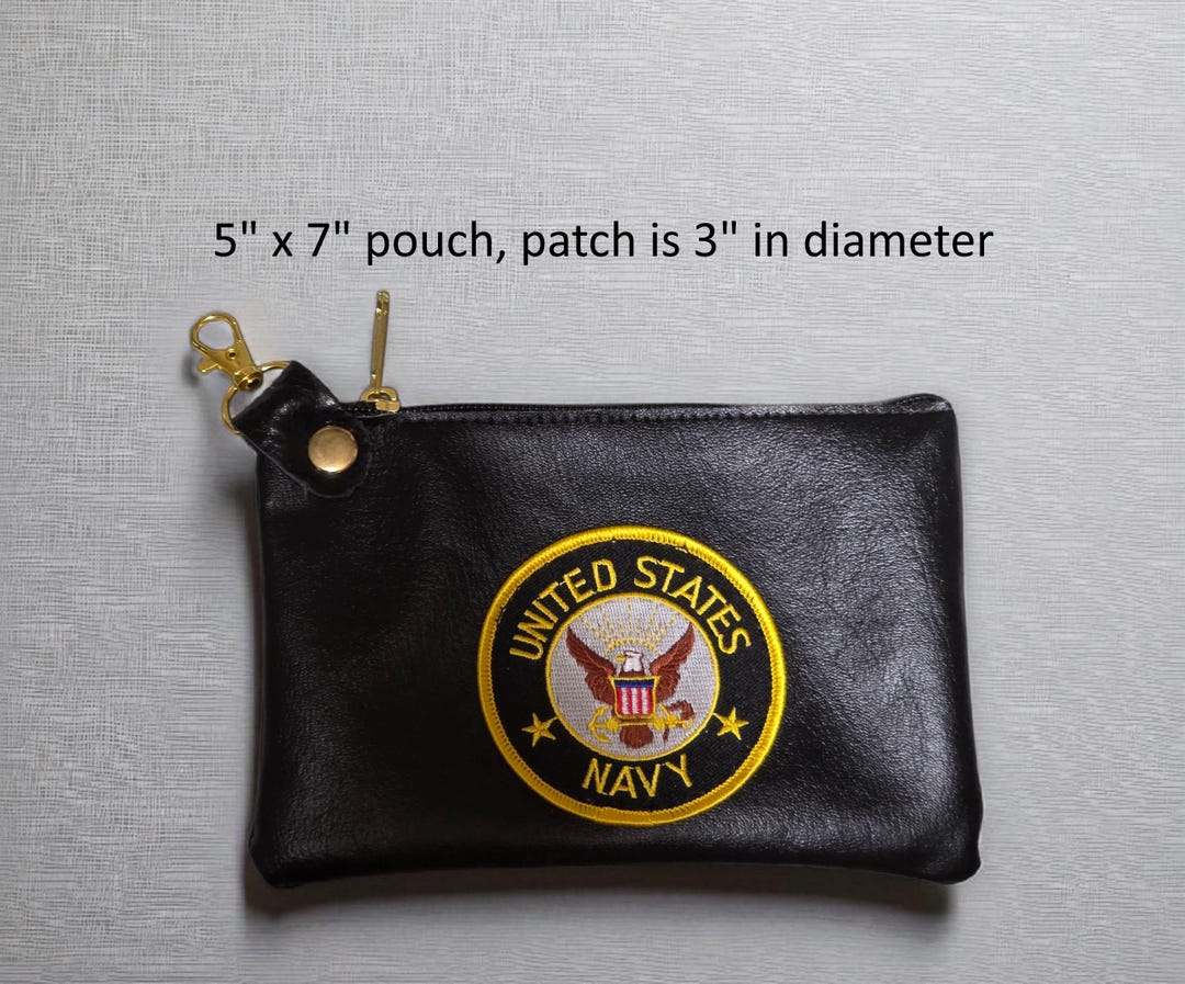 Black Vinyl Zipper Pouch With Military Navy Patch - Etsy