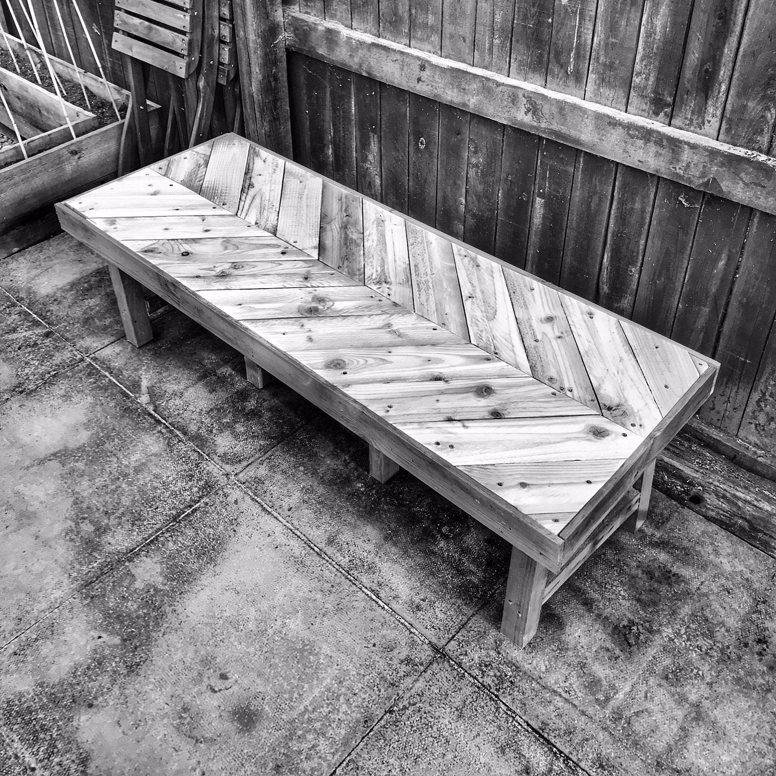 Reclaimed Herringbone Style Pallet Garden Bench - Etsy