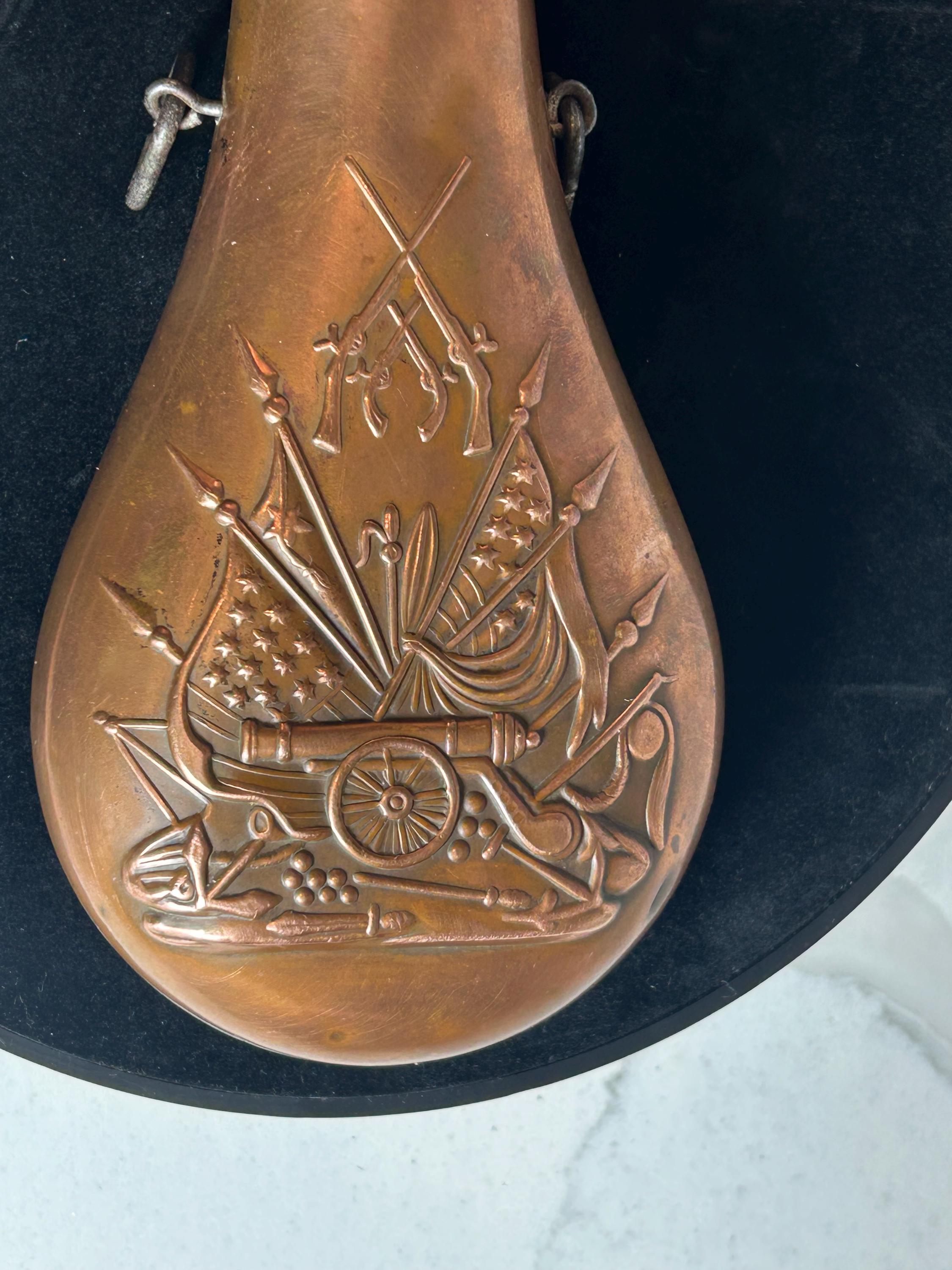 Vintage Brass Powder Flask With American Civil War Flags, Cannon ...
