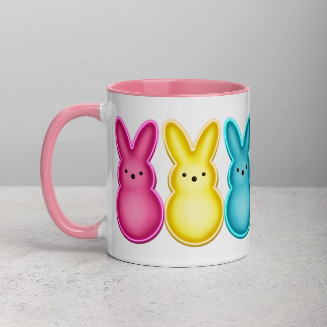 Neon Pink, Yellow and Blue Peeps Marshmallow Bunny Candy Ceramic Mug ...
