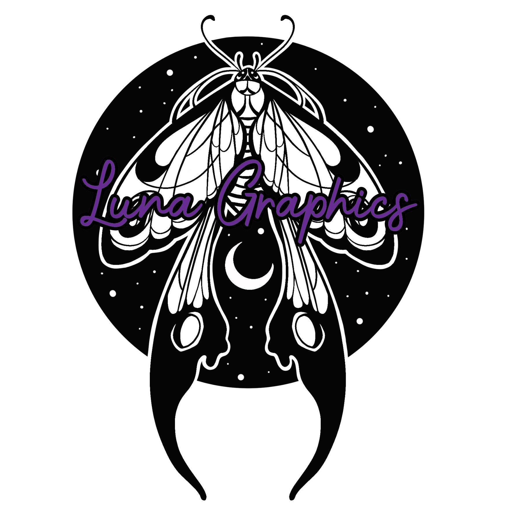 Hand Drawn Luna Moth With and Without Moon and Stars Background - Etsy