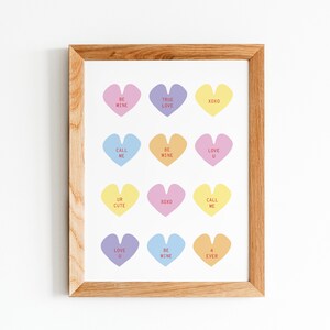 Conversation Hearts Print, Candy Hearts Art Print, Valentines Day Print ...