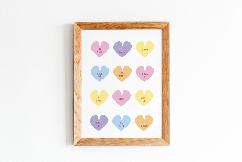 Conversation Hearts Print, Candy Hearts Art Print, Valentines Day Print ...