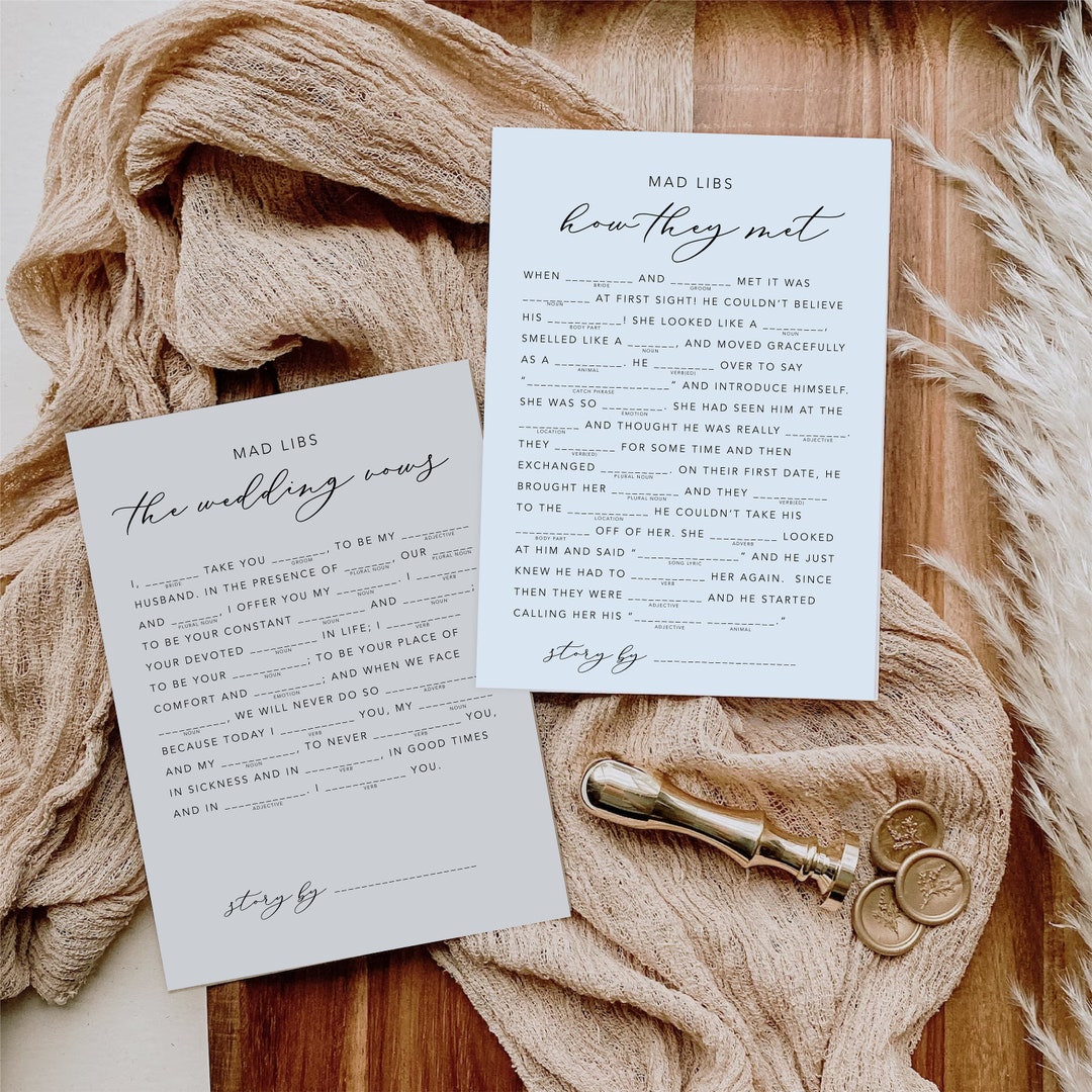 Wedding Mad Libs Game Bundle, Printable Bridal Shower Mad Libs With ...