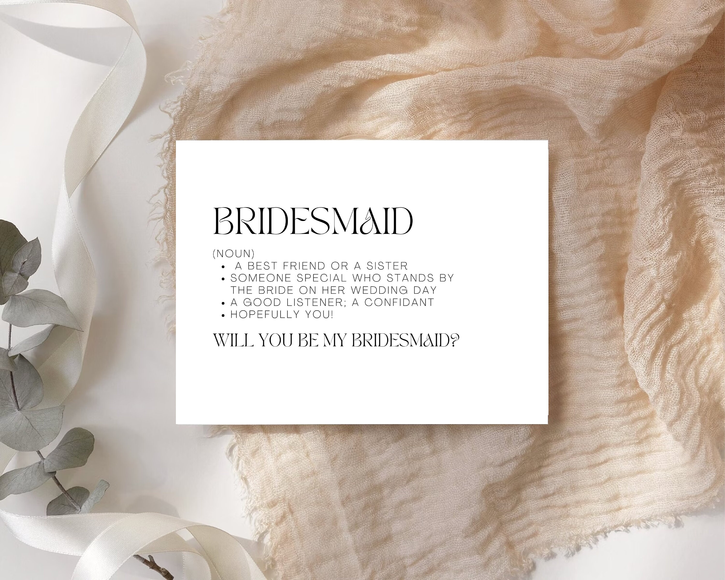 Bridesmaid Proposal Card, Will You Be My Bridesmaid Card, Bridesmaid ...