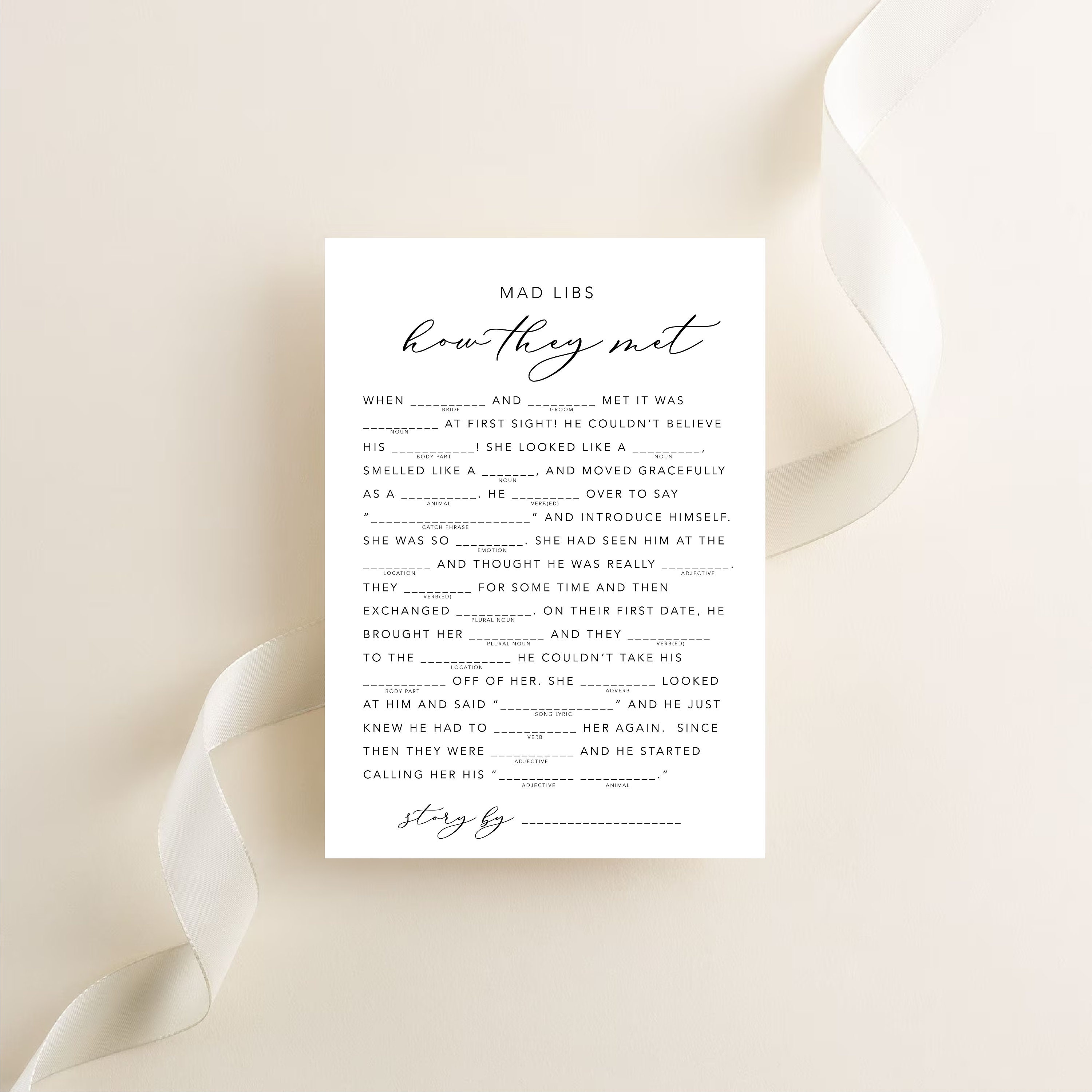 Wedding Mad Libs Game Bundle, Printable Bridal Shower Mad Libs With ...
