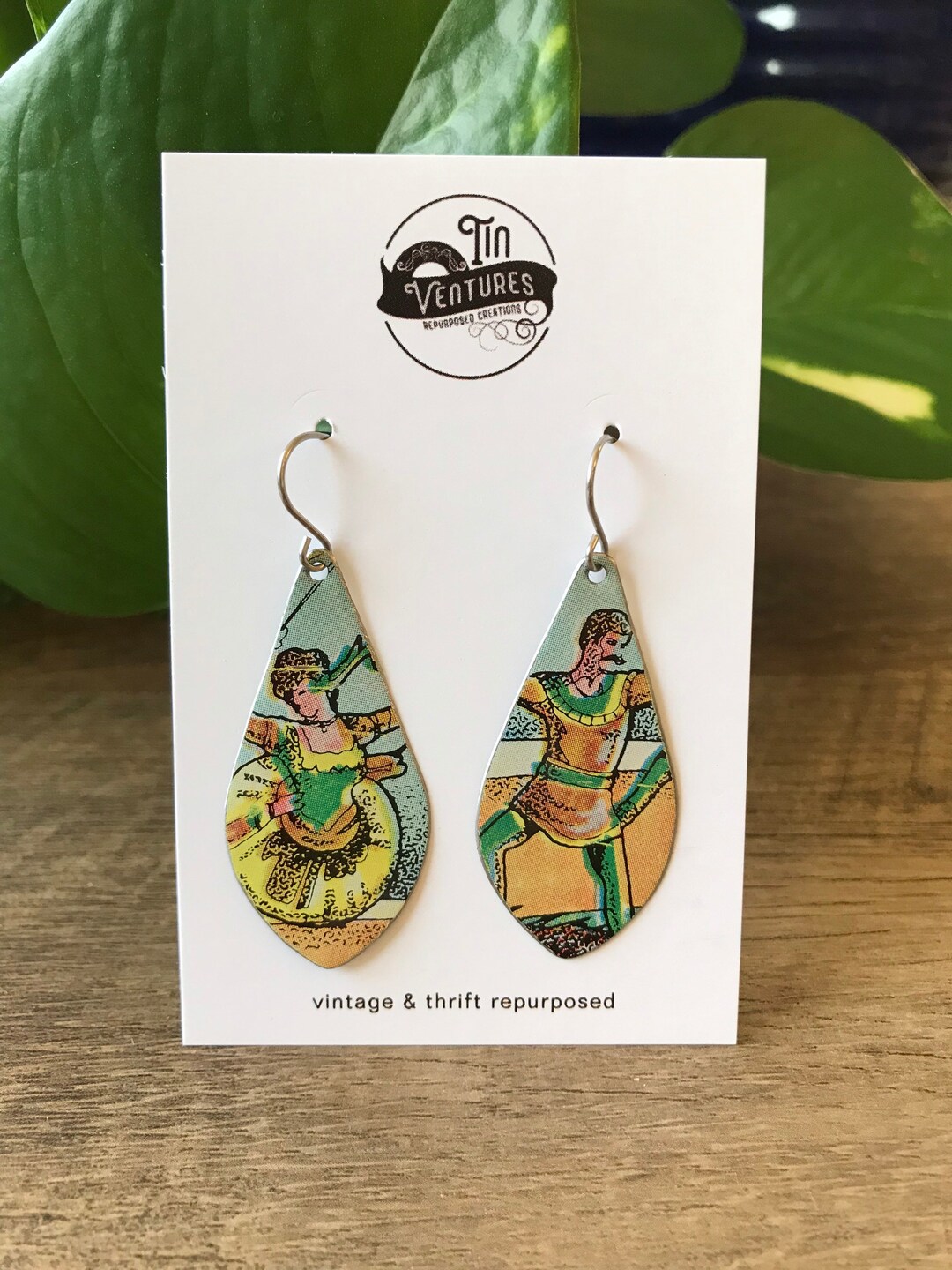 Circus Performer Earrings Upcycled From Vintage Tin - Etsy