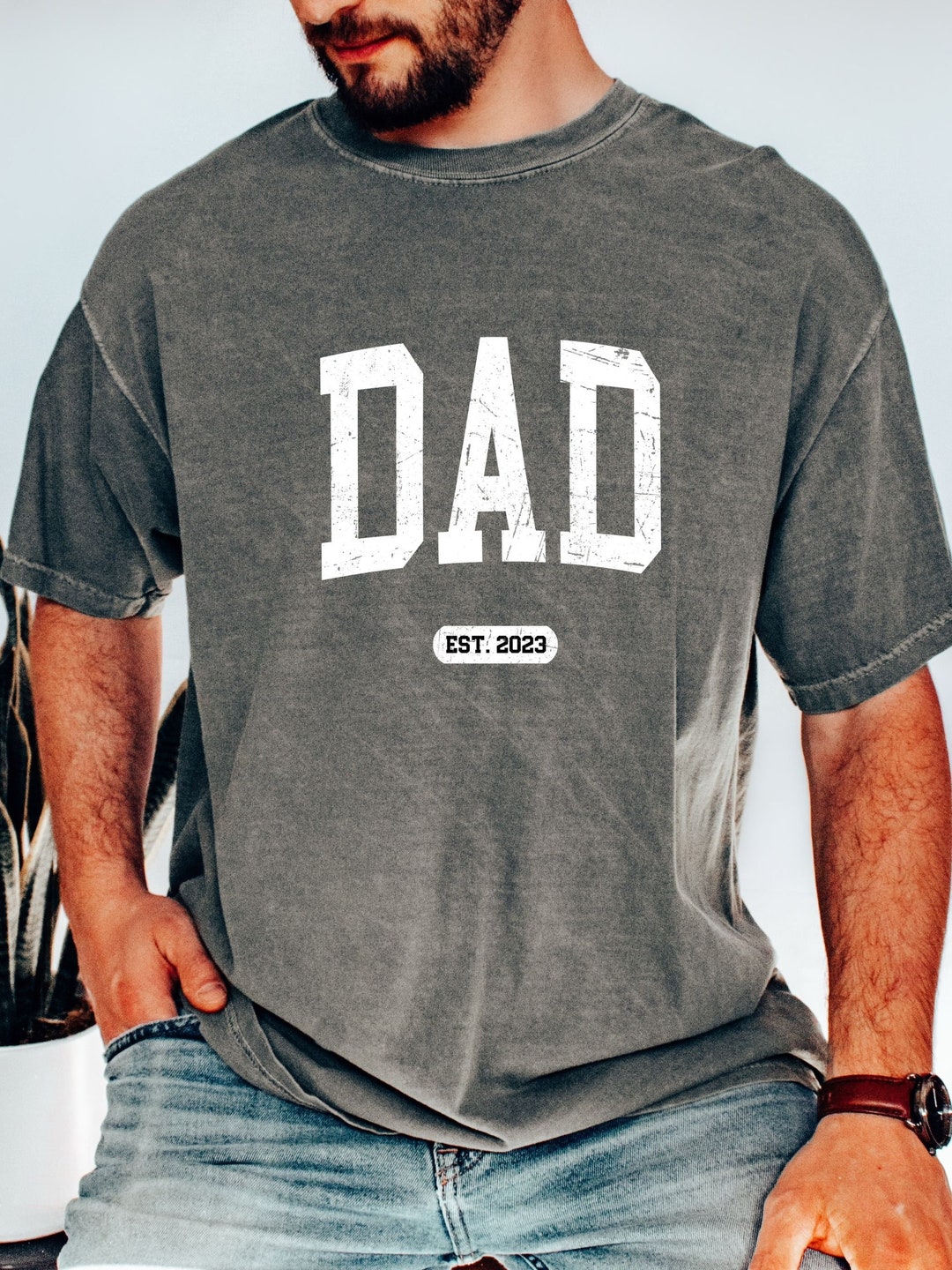 Comfort Colors Dad Established 2023 Shirt, New Dad Shirt, Gift for New ...