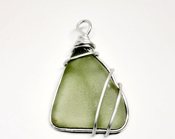 Sea Glass Pendant, Seafoam Green, Wire Wrapped Sea Glass, Rare Color ...