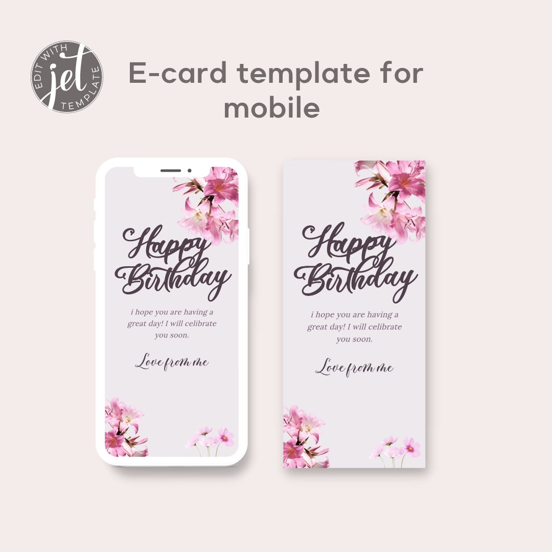 Mobile Card Template Jet Template Templates E-card Celibration - Etsy ...