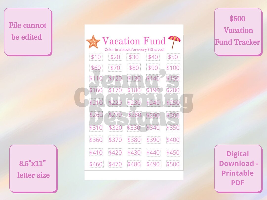 Vacation Fund Tracker Budget Tracker - Etsy