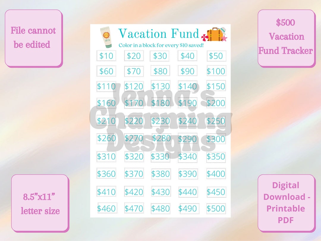 Vacation Fund Tracker Budget Tracker - Etsy