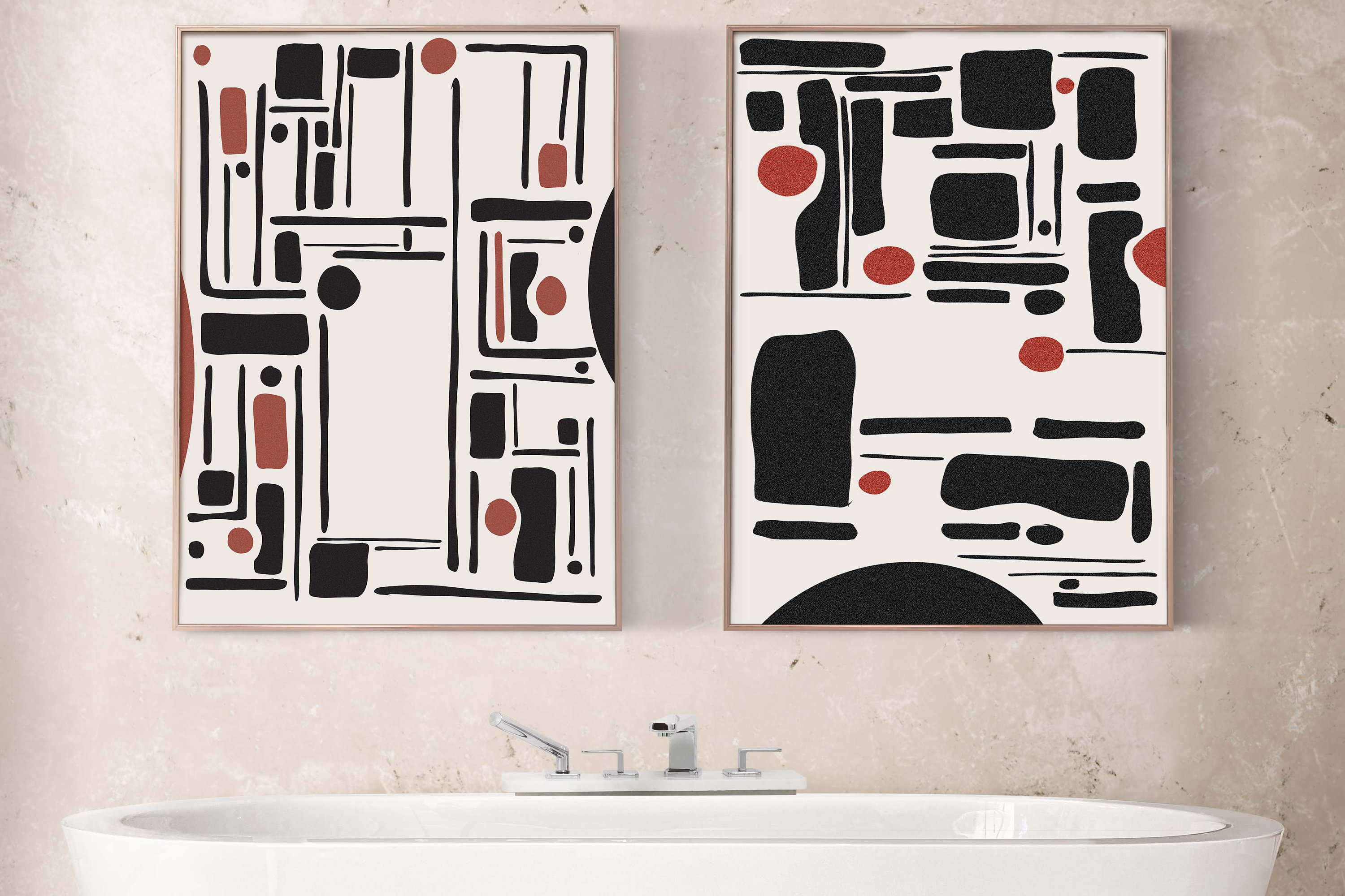 Printable Set of Abstract Lines and Dots Printable Minimal Wall Art ...