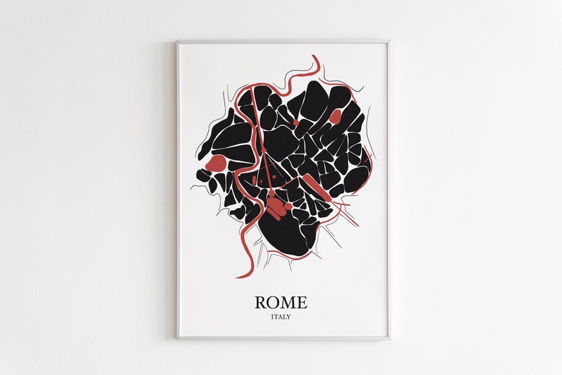 Rome Map Printable Minimal Wall Art Printable Wall Art Original Art - Etsy
