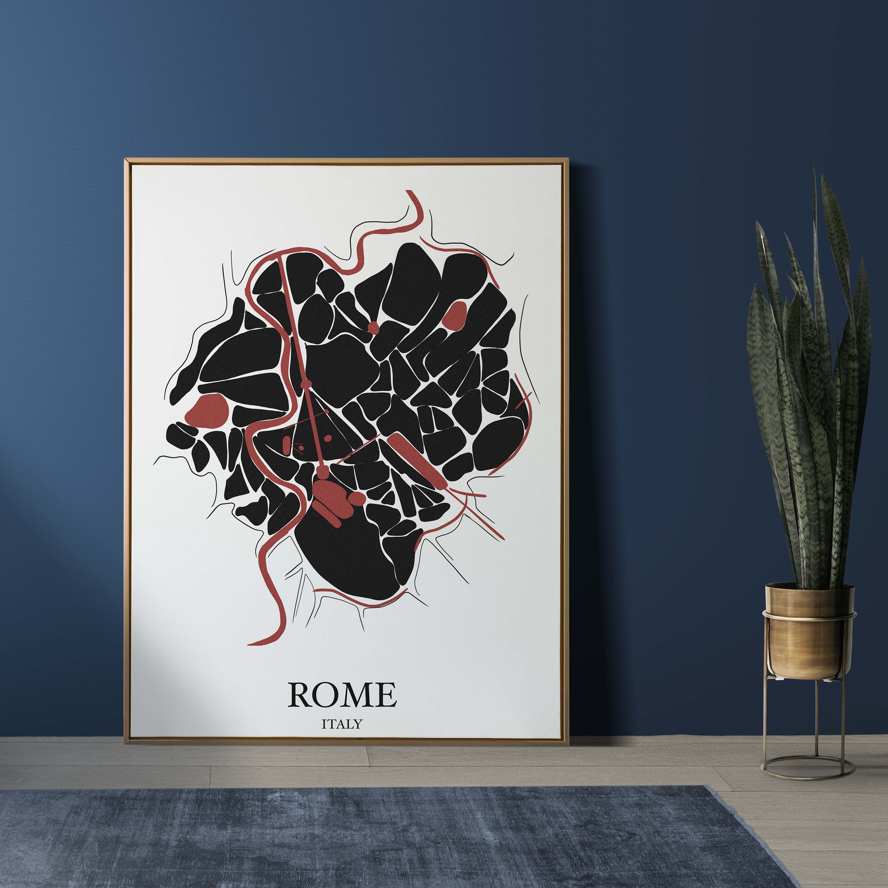 Rome Map Printable Minimal Wall Art Printable Wall Art Original Art - Etsy