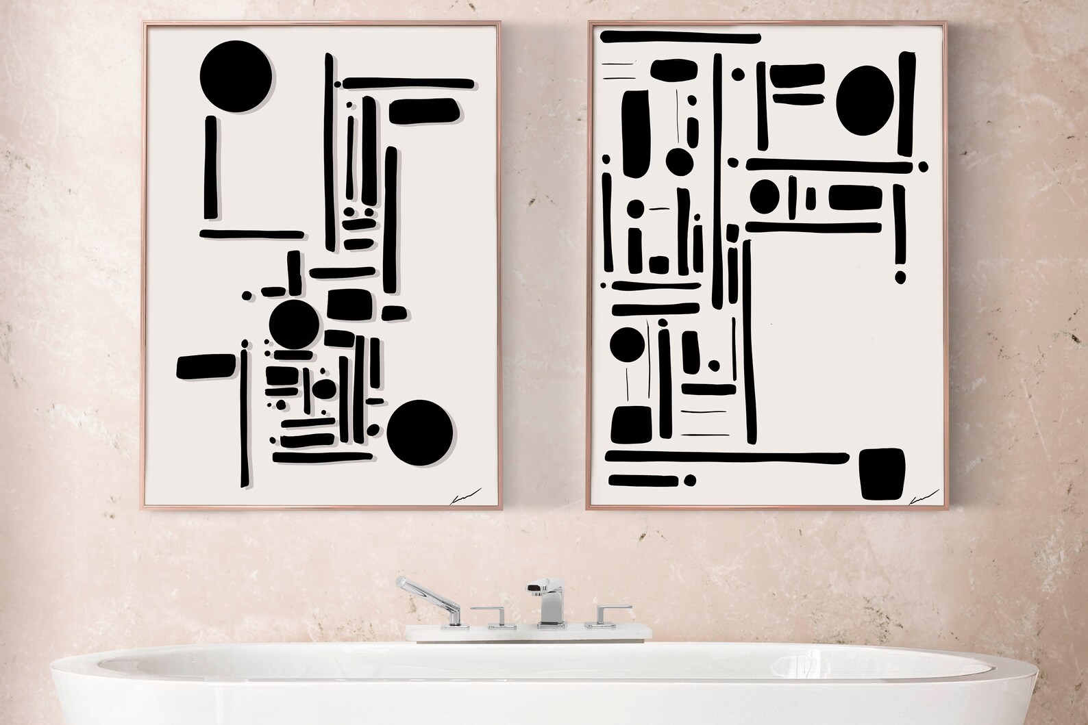 Printable Set of Abstract Lines and Dots Printable Minimal Wall Art ...