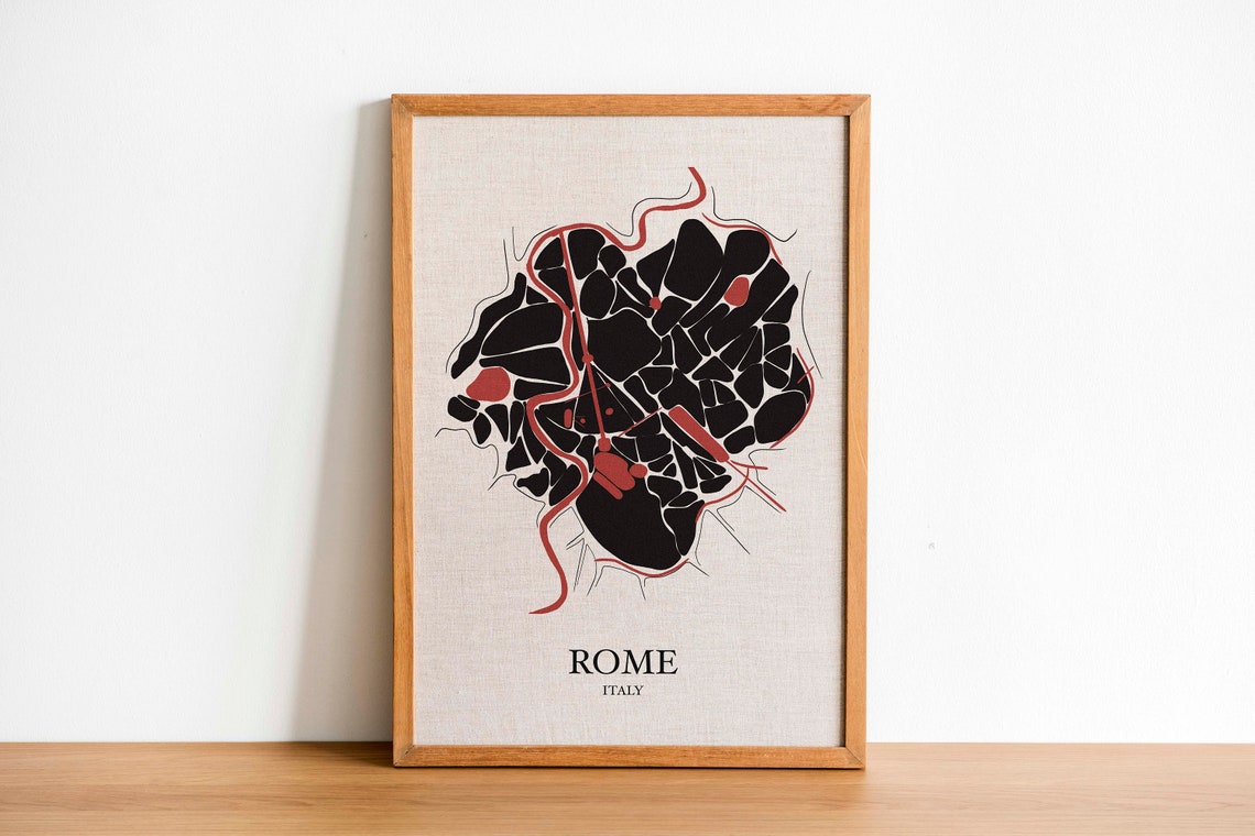 Rome Map Printable Minimal Wall Art Printable Wall Art Original Art - Etsy