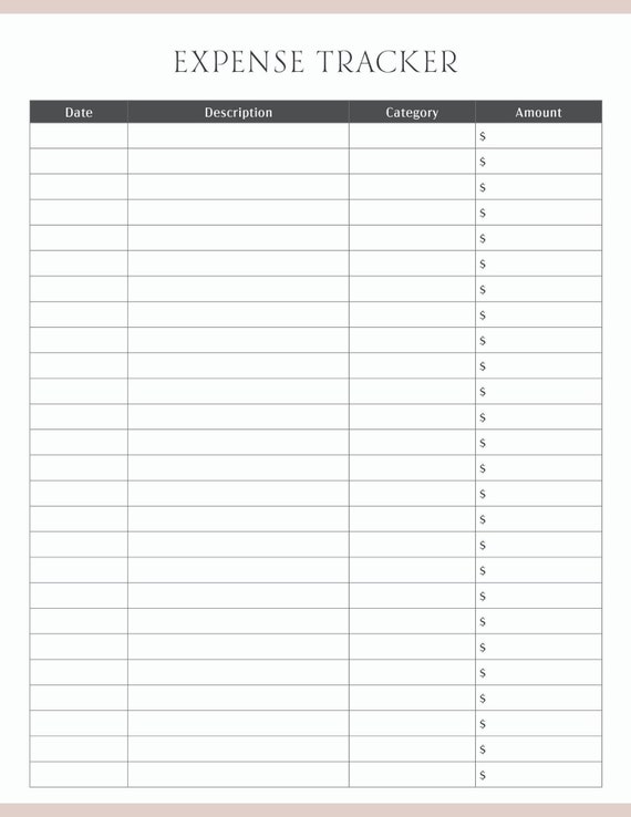 Expense Tracker Budget Sheet Printable Expense Tracker | Etsy