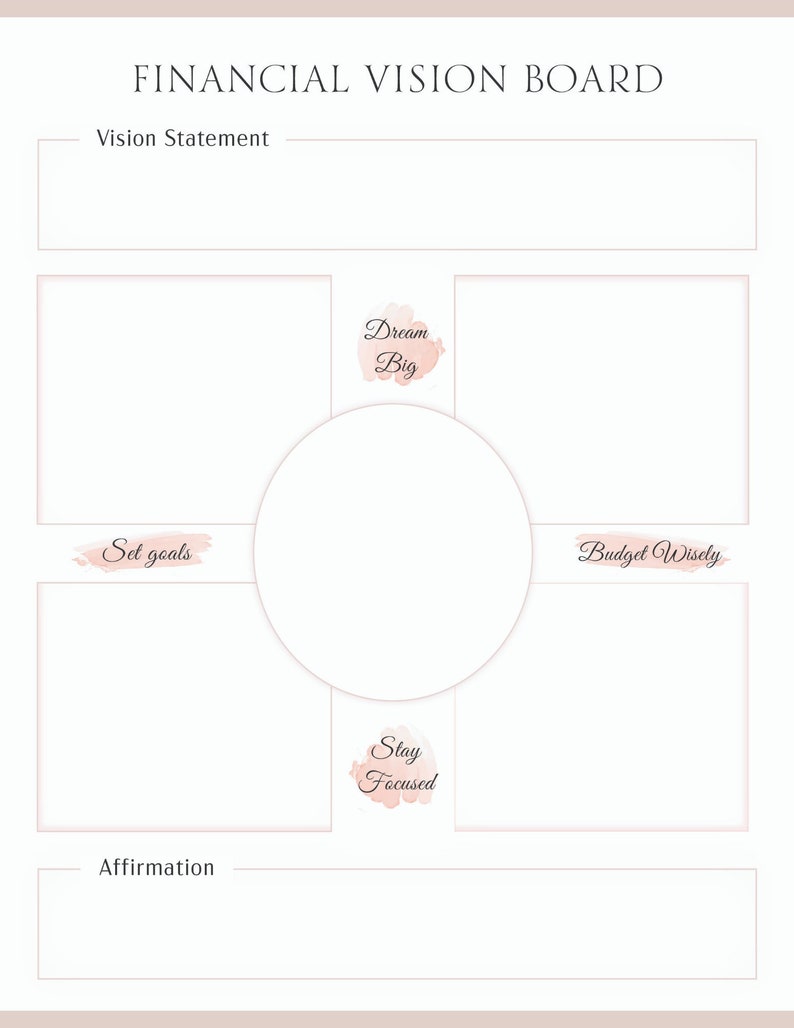 Financial Vision Board, Vision Board, Budget Worksheet, Budget Sheet ...