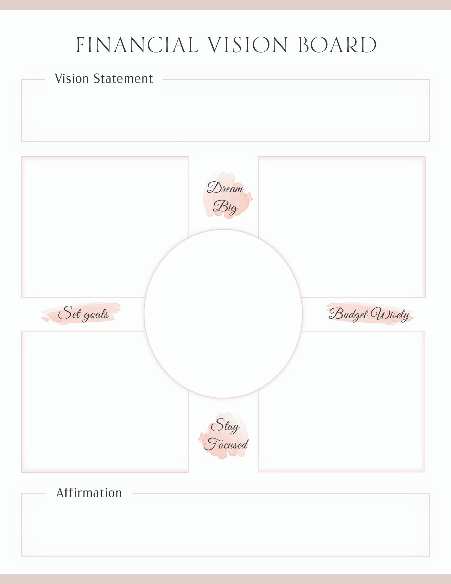 Financial Vision Board, Vision Board, Budget Worksheet, Budget Sheet ...