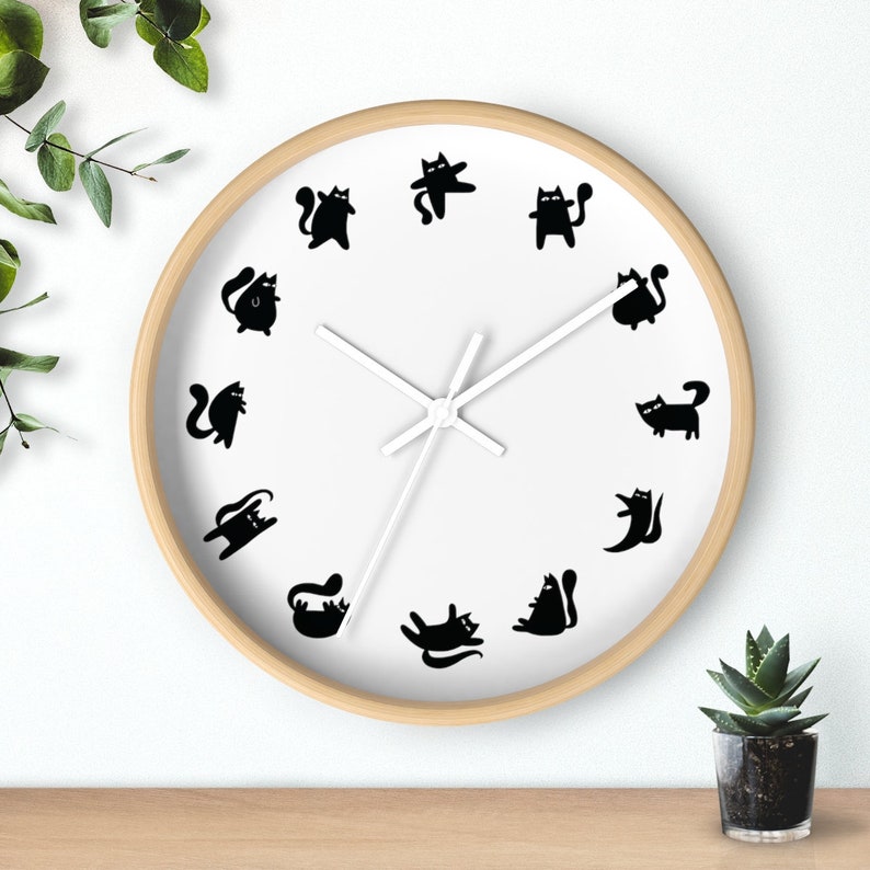 Cute Cat Wall Clock Funny Cat Lover Gift Cat Owner Gift - Etsy