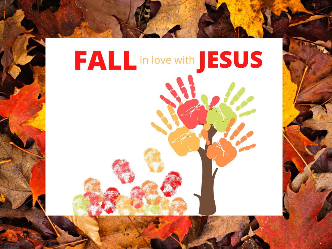 Fall in Love With Jesus Handprint Keepsake Art Fun Educational Finger ...