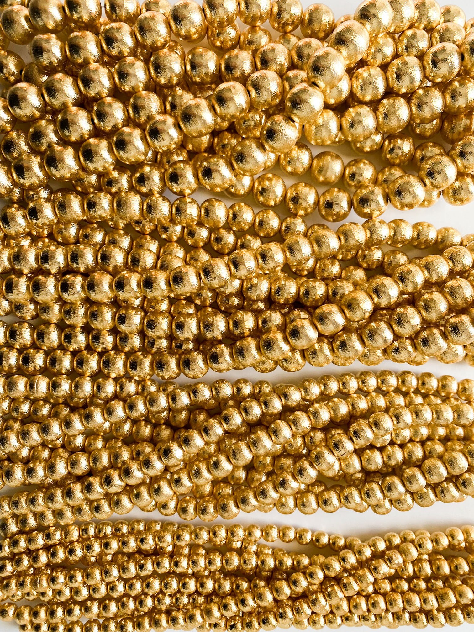 18k Gold Brushed Round Beads 6mm, 8mm, 10mm, 12mm High Quality Gold ...