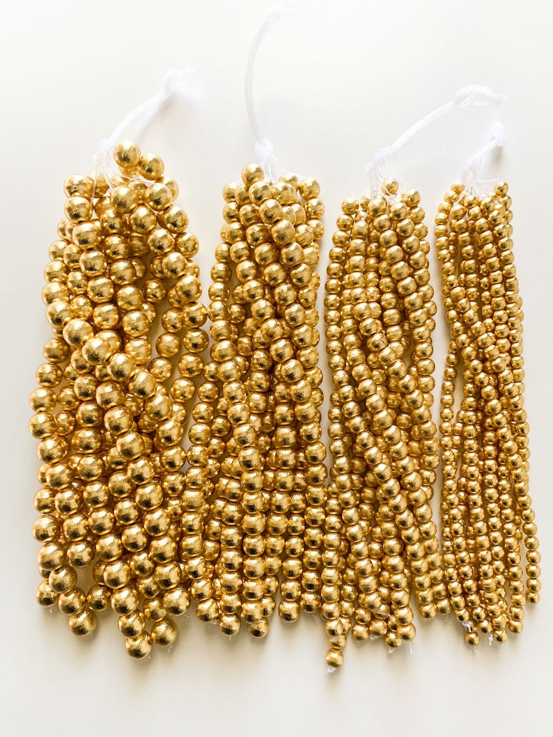 18k Gold Brushed Round Beads 6mm, 8mm, 10mm, 12mm High Quality Gold ...