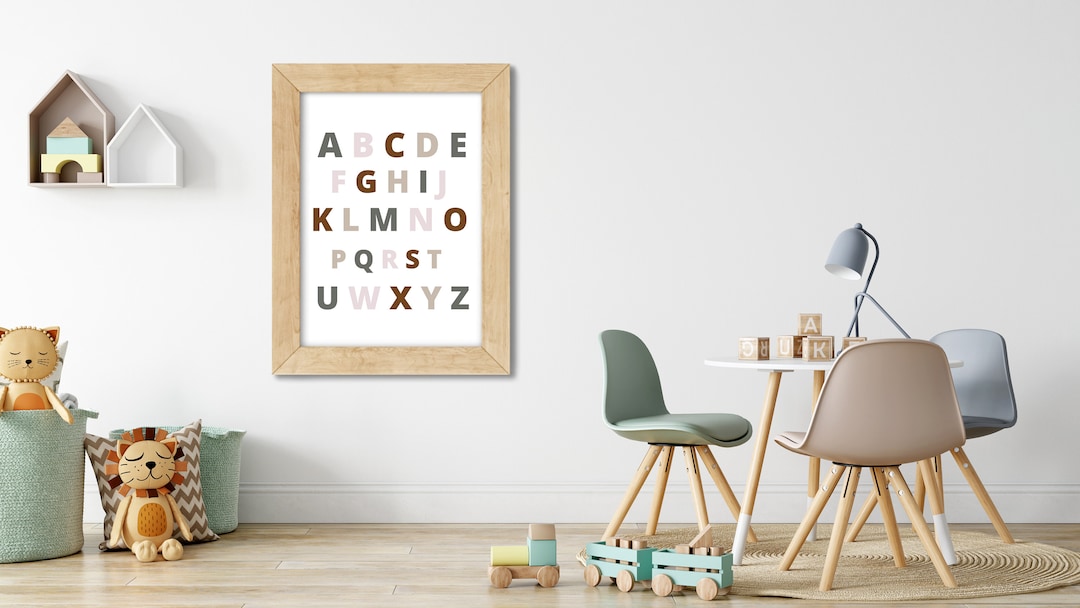 Nursery Alphabet Print, Montessori Bebe, Playroom Wall Art, Montessori ...