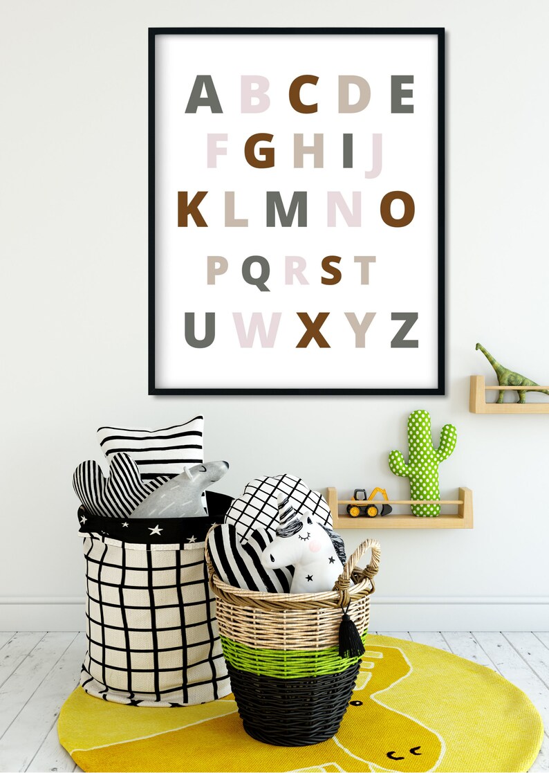 Nursery Alphabet Print, Montessori Bebe, Playroom Wall Art, Montessori ...