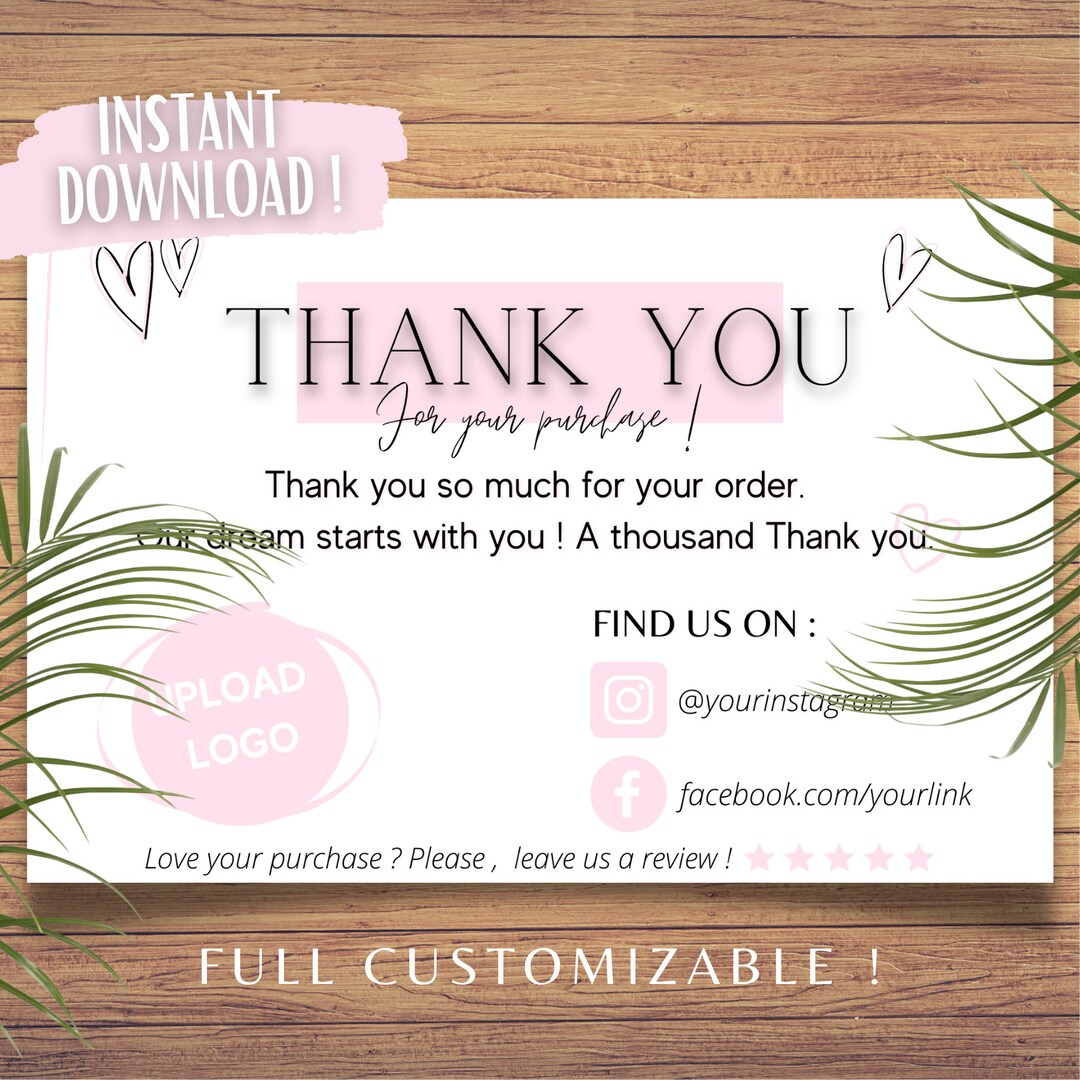 Thank You Card Template, Thank You Card Printable, Thank You Card ...