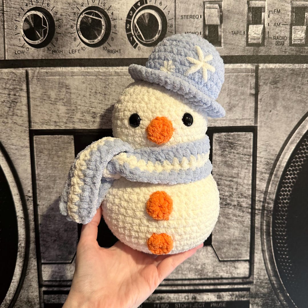 Snowman Crochet Plushie, Amigurumi Snowman Plushie, Handmade Crochet ...