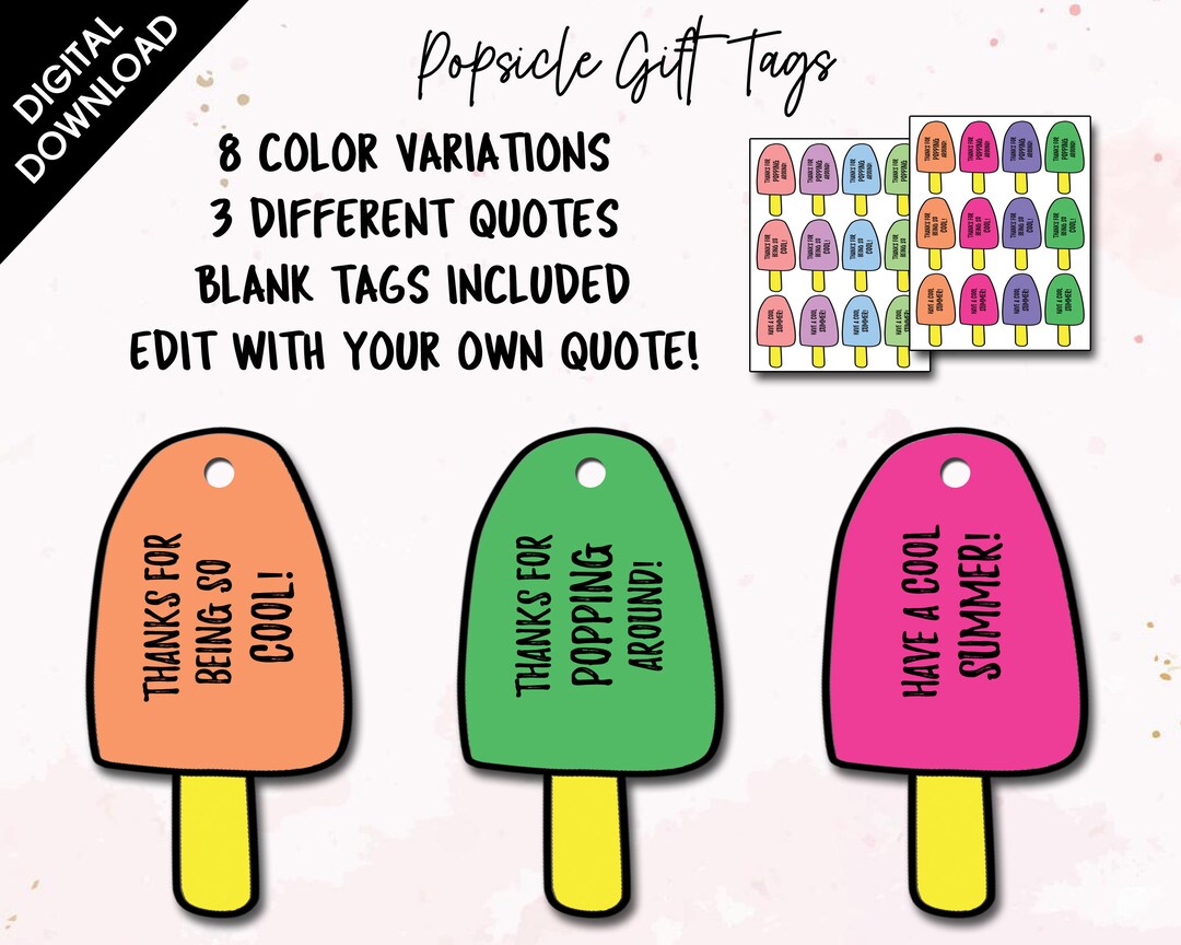 Popsicle Gift Tag, Teacher Gift Tags, Appreciation Gift Tags, Party ...