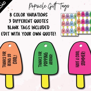 Popsicle Gift Tag, Teacher Gift Tags, Appreciation Gift Tags, Party ...