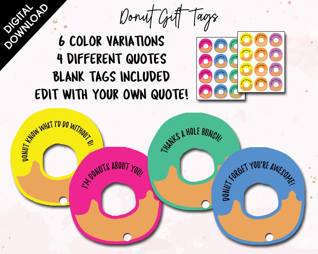 Donut Gift Tags, Teacher Gift Tags, Appreciation Gift Tags, Party Favor ...